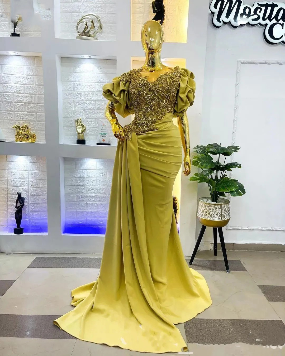 Luxury Sparkle Crystals Mermaid Prom Dresses Arabic Aso Ebi Sheer Neck ...