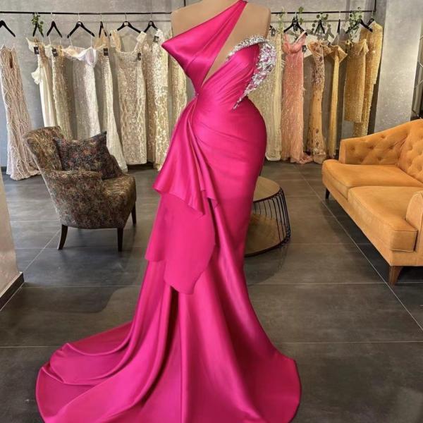 Long Sparkly Prom Dress 2023 One Shoulder Royal Blue Sequin Mermaid Style Black Girls Prom Party ...