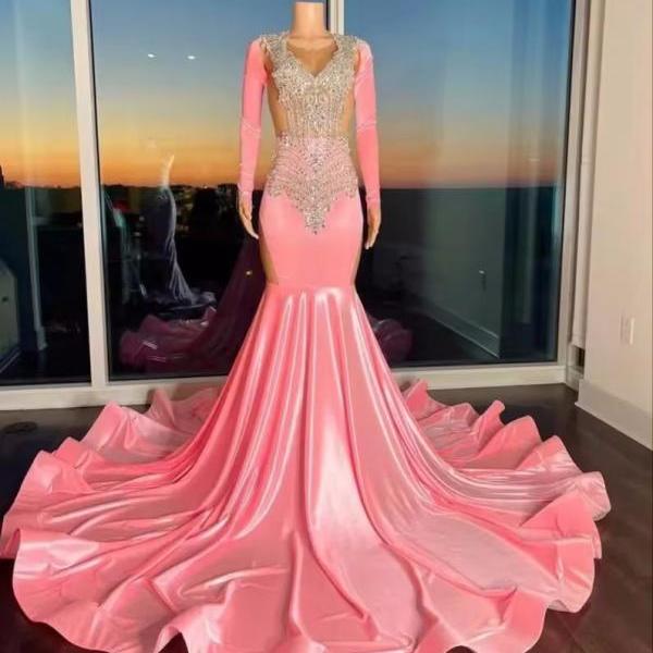 Gorgeous Women's Mermaid Prom Dresses With Satin Pleats Sleeveless ...
