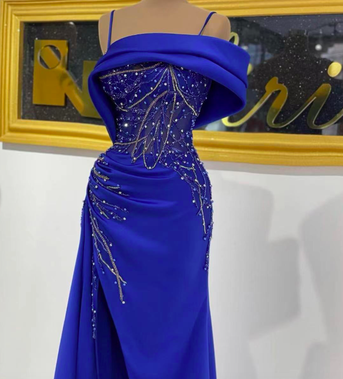 Royal Blue Prom Dresses, Beaded Prom Dresses, Pearls Prom Dresses ...