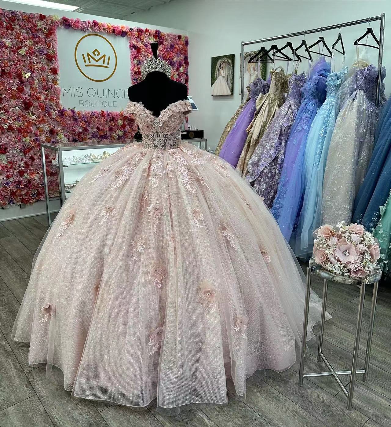 Dusty Rose Pink Prom Dresses Long For Women 2025 Tulle Ball Gown Puffy ...